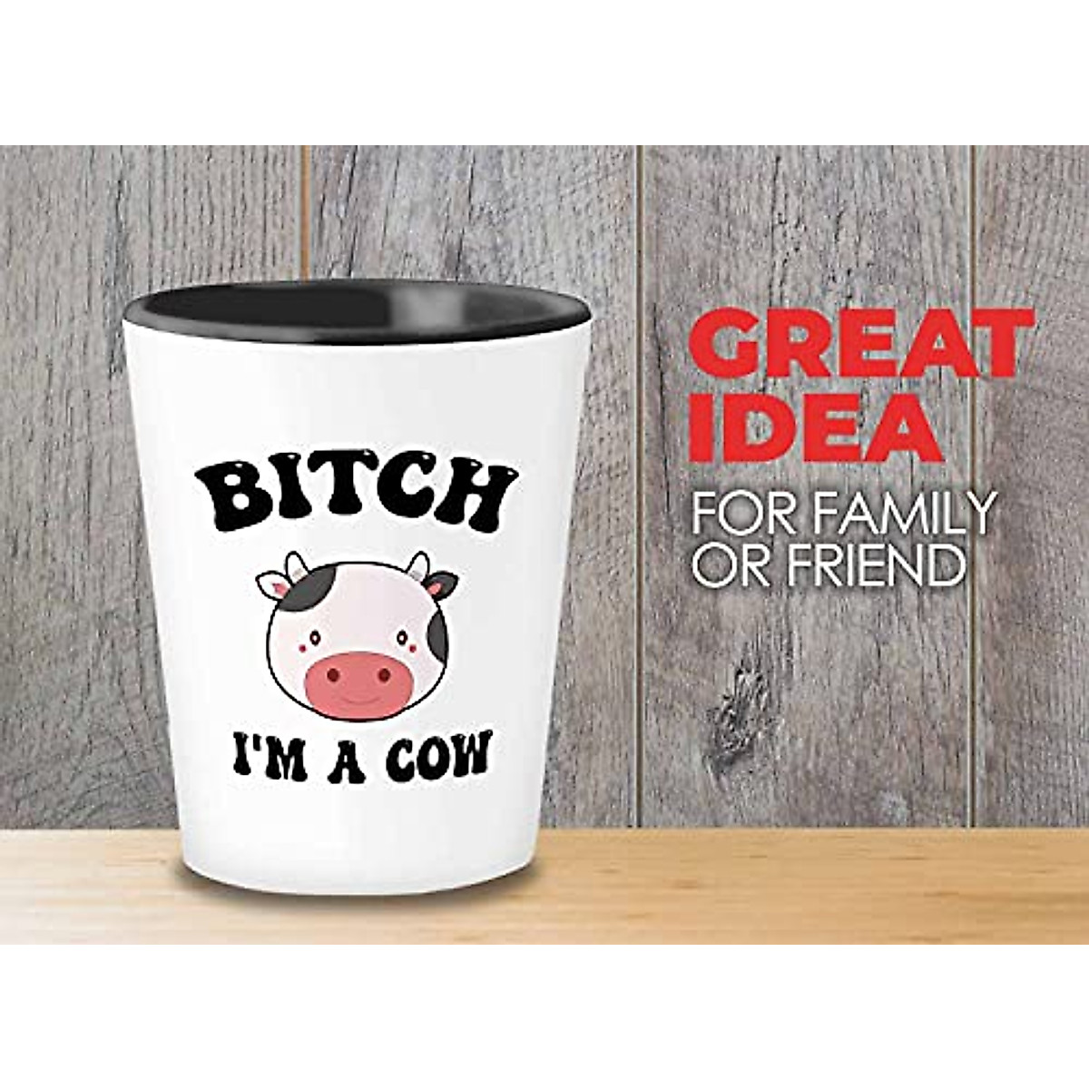 Bubble Hugs Animal Shot Glass 1.5 oz - Im a Cow - Kawaii Farm Farmer Cute Cow Lovers Sarcasm