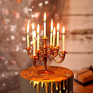 Generic 2pcs Candelabra Birthday Candles Golden Cake Candle Holders Gorgeous Wedding Cupcake Decor Unique Cake Picks 9R5151BP6DDH17J 10X10X18cm