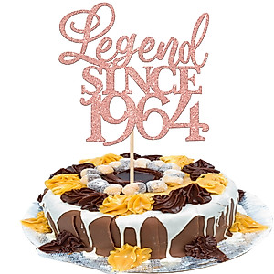 Rsstarxi 1 Pack Glitter Legend Since 1964 Cake Topper Sixty Cheers to 60 Years Old Cake Pick for Funny 60 Happy 60th Birthday Wedding Anniversary Party Cake Decorations Rose Gold