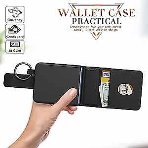 Singolas for Galaxy Z Flip 5 Case, Samsung Z Flip 5 Case Wallet Card Holder Slot Leather Flip Protective Samsung Galaxy Z Flip 5 Case with Ring Shockproof Pocket Case for Samsung Z Flip 5 5G, Black