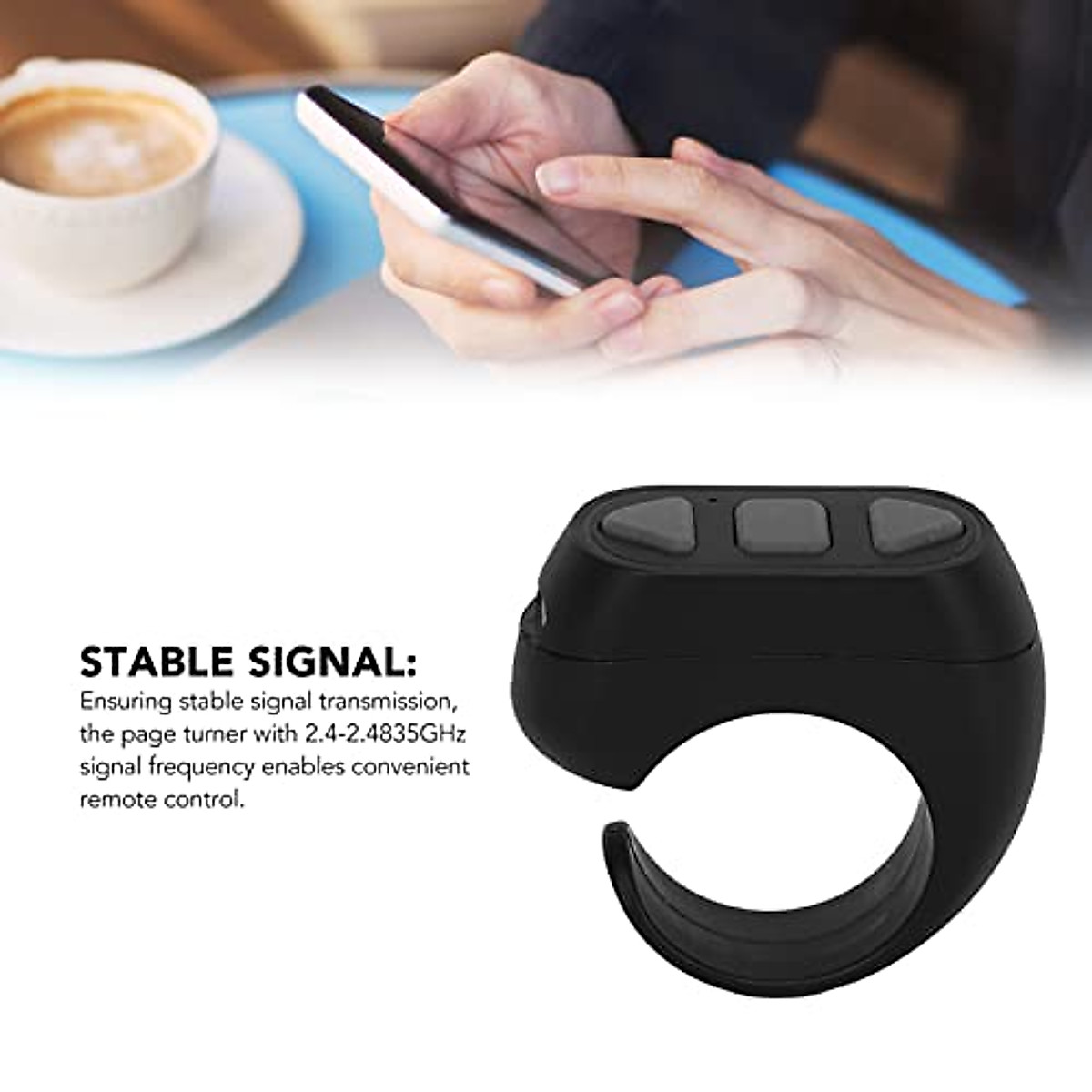 Page Turner, Stable Signal ABS Phone Remote Control Ergonomic for Watching TV (Black)