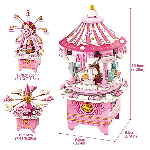 QMAN Music Box Building Toys for Girls and Boys 6 7 8 9 10 11 12+ Years Old 3in1 Building Blocks STEM Building Kit Ideal Gifts Toy for Kids Ages 8-12 Rotate with Music