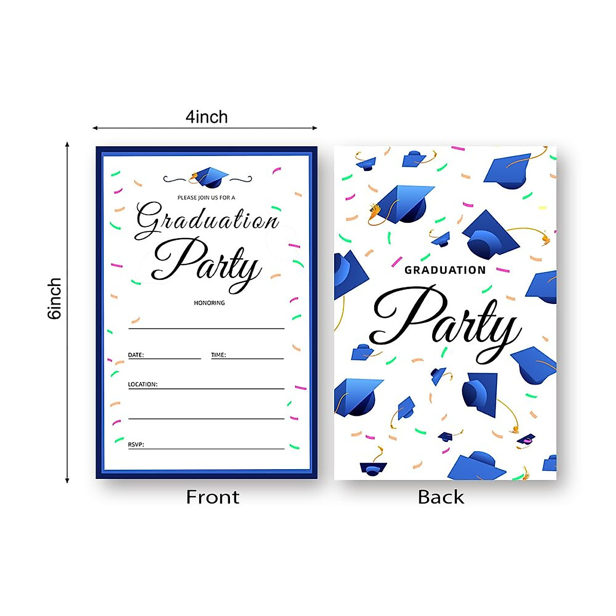 LoaHak Graduation invitations blue with envelopes Grad Celebration Announcement Cards 20 Pack (003) (GRAD(077))