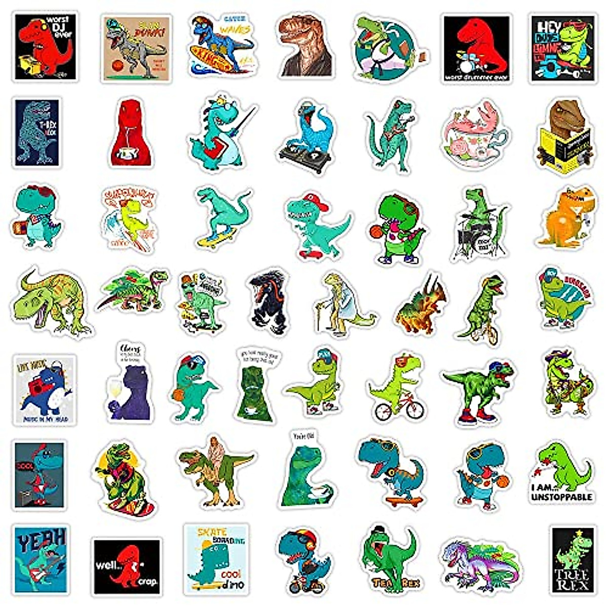 100PCS Dinosaur Party Favor Stickers for Kids ，Cute Waterproof Cartoon Stickers for Water Bottle Stickers Waterproof Vinyl Hydroflask Phone Skateboard Laptop Stickers (Dinosaur)