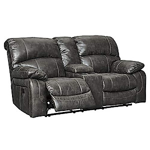 Signature Design by Ashley Dunwell Adjustable Power Reclining Loveseat with USB Charging, Gray
