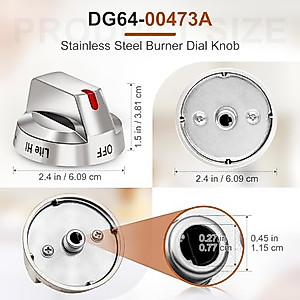 DG64-00473A Top Burner Control Dial Knob Range Oven replacement Compatible with Samsung Range Oven Gas Stove Knob NX58F5700WS NX58H5600SS NX58H5650WS NX58J7750SS NX58M6850SS （5pcs）