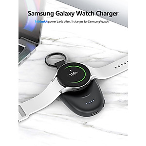 GagaKing for Samsung Galaxy Watch 7 Ultra Charger, 1400mAh Fast Charging Portable Wireless Power Bank, Magnetic Travel Car Keychain Charger for Galaxy Watch 7/Ultra/6/6 Classic/5 Pro/4/3, Active2/1