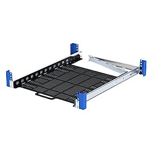 RackSolutions 1U Adjustable Vented 19 Inch Sliding Server Rack Mount Shelf with Cable Management Arm 24 Inch Deep