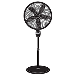 Lasko 1843 18″ Remote Control Cyclone Pedestal Fan with Built-in Timer, Black Features Oscillating Movement and Adjustable Height