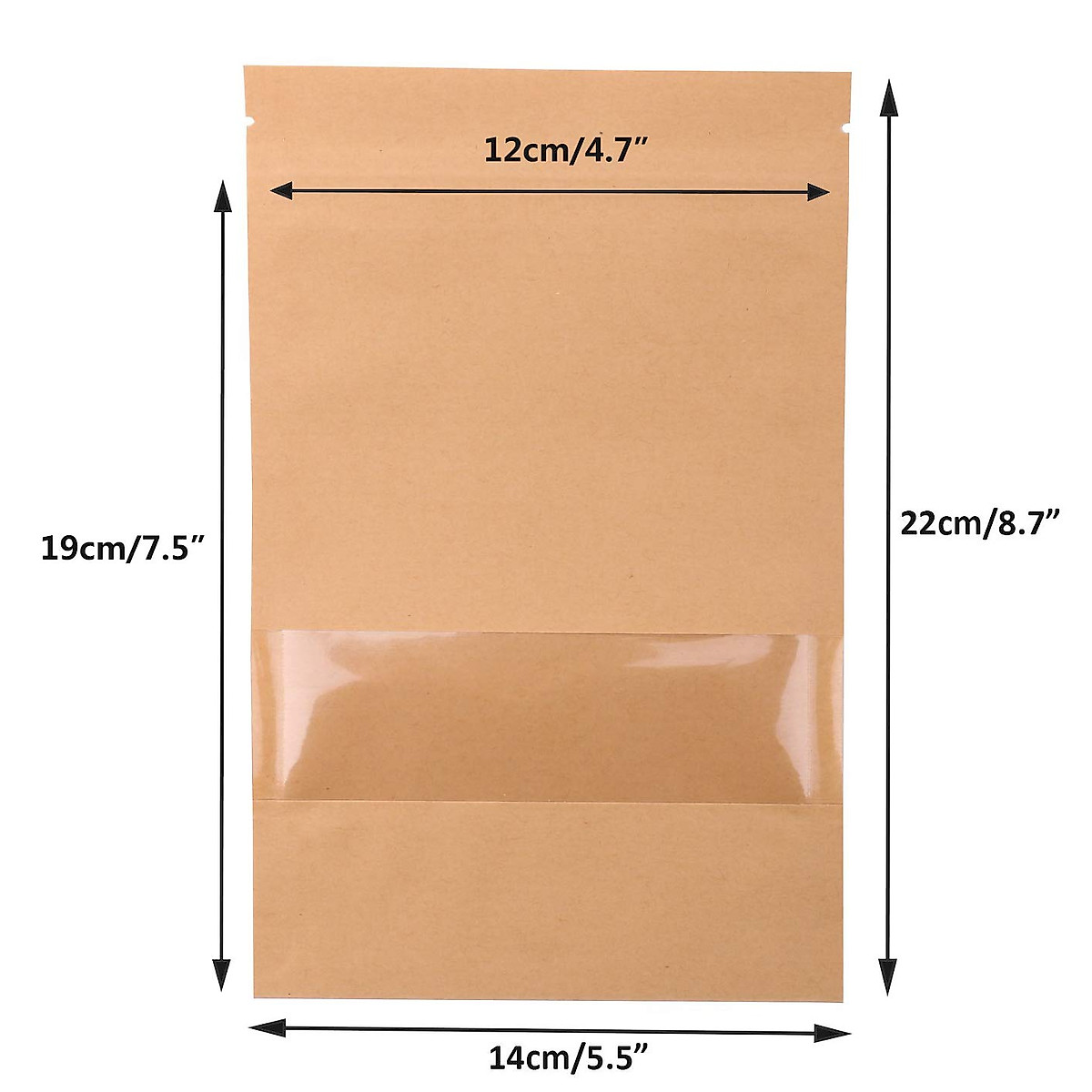 Katfort Zip Lock Pouch Bags 100pcs, 8.7''×5.5'' Resealable Bags for Small Business, Kraft Paper Bags with Window, Cookie Bags with Seal for Small Business, Family, Company
