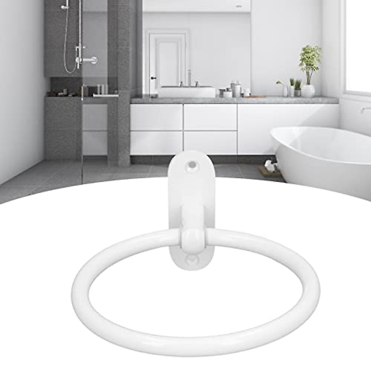 Bathroom Towel Holder, Aluminium Alloy Space Saving White Elegant Style Washroom Hand Towel Rings, Hangers Wall Mount Heavy Duty Storage for Hotel Bathroom Kitchen