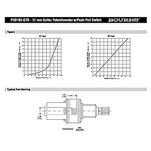 Genuine Bourns 500K (Pack of 2) Split Shaft Push-Pull Pot for Electric Guitar