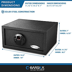 Barska Digital Keypad Biometric Fingerprint Security Home Safe Box - 0.46 Cu Ft Compact