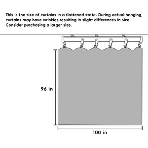 hoeflife Room Divider Curtains, Blackout Ceiling Track Curtains with Hook Sound Proof Floor Curtains Perfect for Ceiling Mount Curtain Tracks Wall Divider for Room Separation (Black, W100 x H96)