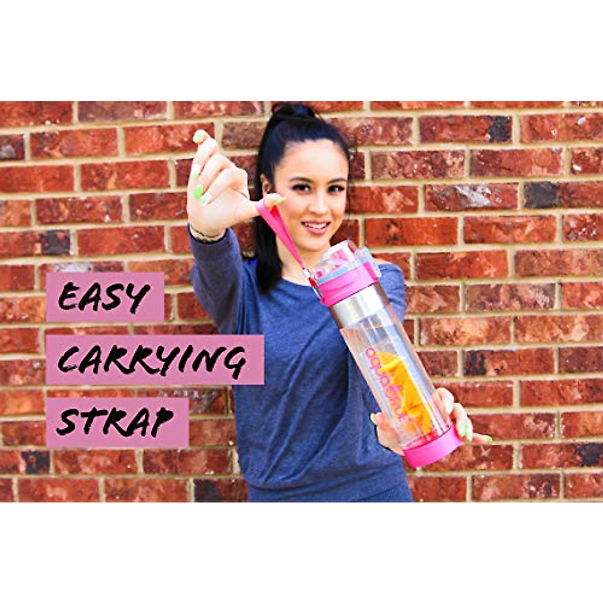 New Improved Unique Bottom Loading Fruit Infuser Water Bottle Complete Bundle Includes Bottle Brush, Insulating Sleeve & Infusion Recipe eBook. Leak Proof Sweat Proof BPA-Free (Teal)