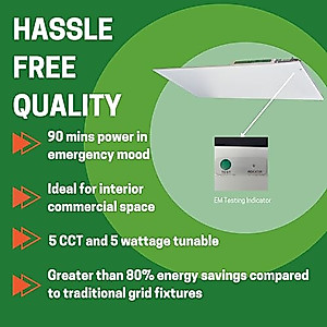 E2 Lighting 2 Pack 2X4 LED Flat Panel Light with Emergency Battery Backup 35W-40W-45W-50W Wattage Selectable 3000K-3500-4000K-5000K