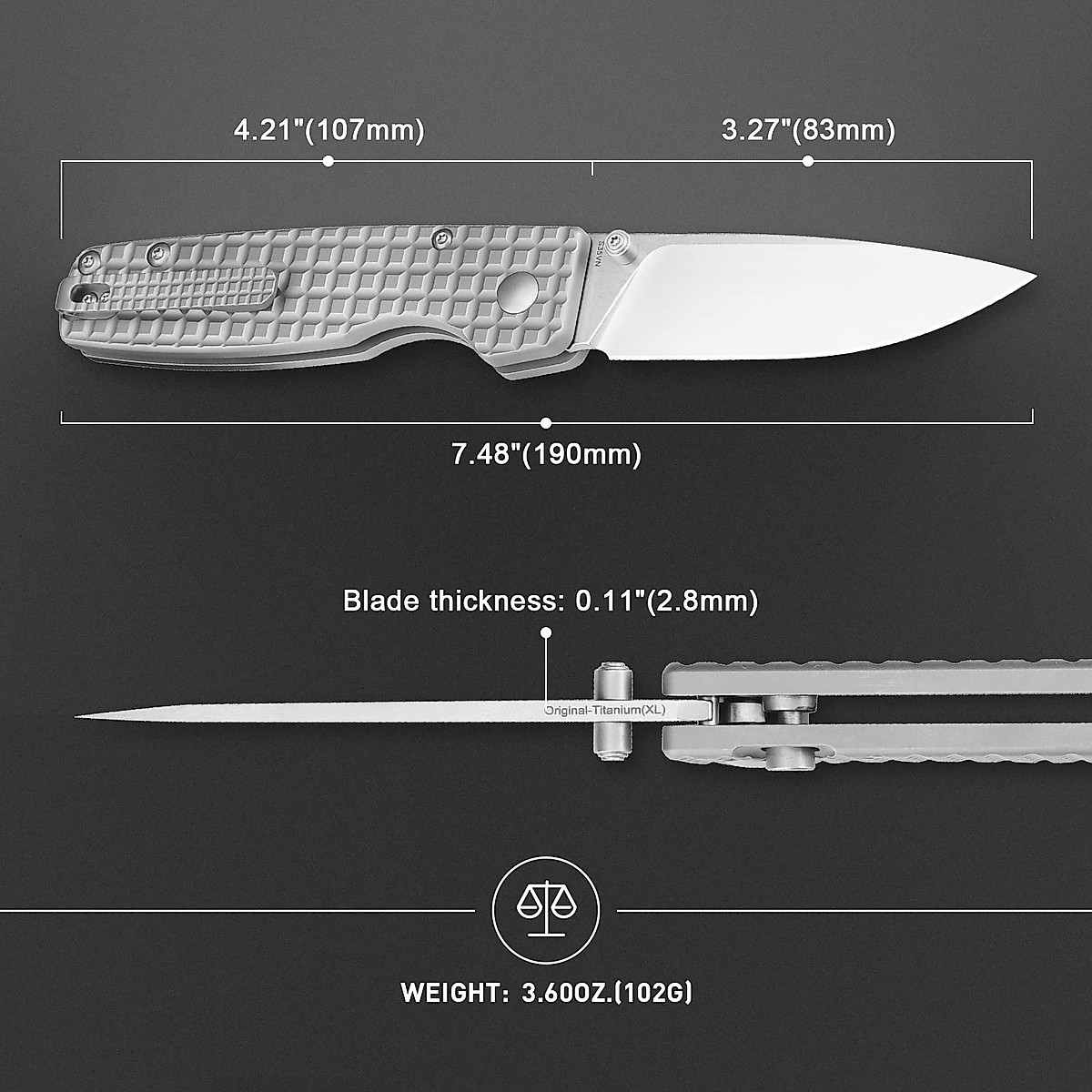 Kizer Original(XL) EDC Knife 3.27 Inches S35VN Steel Blade Folding Pocket Knife Titanium Handle Thumb Studs Opener Ki4605A1