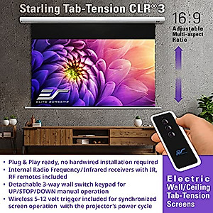 Elite Screens Starling Tab-Tension CLR® 3 Series, 121 INCH Diag.16:9 Ultra Short Throw Ceiling Ambient Light Rejecting (CLR/ALR) Electric Wall/Ceiling Retractable Projector Screen, STT121XH-CLR3