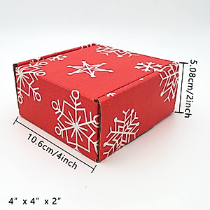 Green Recyclable Cardboard Small Gift Mailer Boxes for Shipping Packaging Craft Gifts Giving Products (Red and White, 4 x 4 x 2 Inch)
