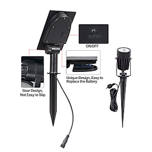 T-SUN Solar Spotlights, Outdoor LED Solar Lights, Waterproof Auto ON/Off Solar Wall Lights for Garden,Driveway, Pathway, Pool Area(White)