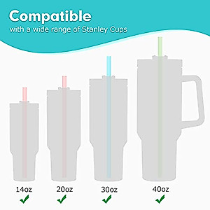 6 Pack Silicone Replacement Straws for Stanley Adventure Quencher 40oz Travel Tumblers, Reusable Straw with 2 Silicone Bumper Boot for Stanley, Compatible with Stanley 40oz Cup Accessories, BPA Free