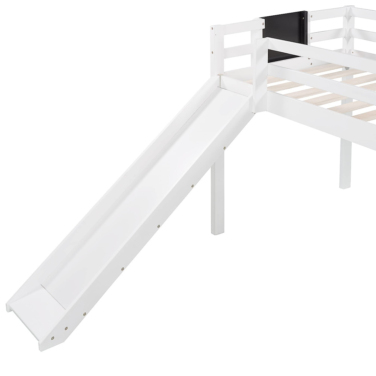 Yehha Twin Loft Bed, Twin Size Loft Wood Bed with Chalkboard & 3 Step Staircase Storage & Safety Rails for Kids Boys Girls Teens, White