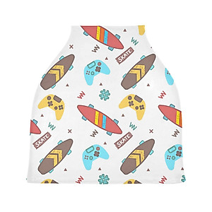 Soft Baby Car Seat Covers Gamepad and Skate Board Canopy for Infants Strollers Canopies for Newborns Babies Nursing Apron Cover for Breastfeeding