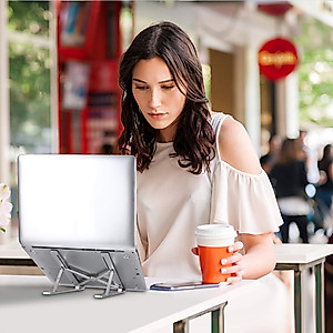 YOSHINE Adjustable Laptop Stand, Computer Stand for Laptop, Portable Laptop Holder, Foldable Notebook Stand, Desktop Ergonomic Laptop Riser for All Laptops and Notebooks Up to 15 inch