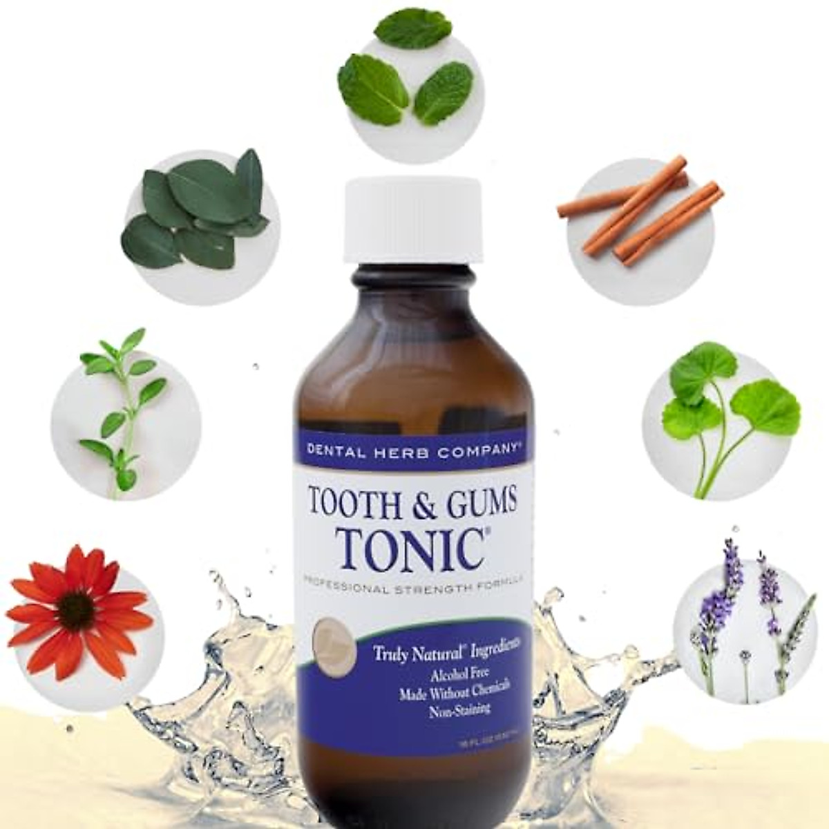 Dental Herb Company Tooth & Gums Tonic Mouthwash - Made with Pure Essential Oils to Relieve Bad Breath, Bleeding and Irritated Gums. (18 Oz)