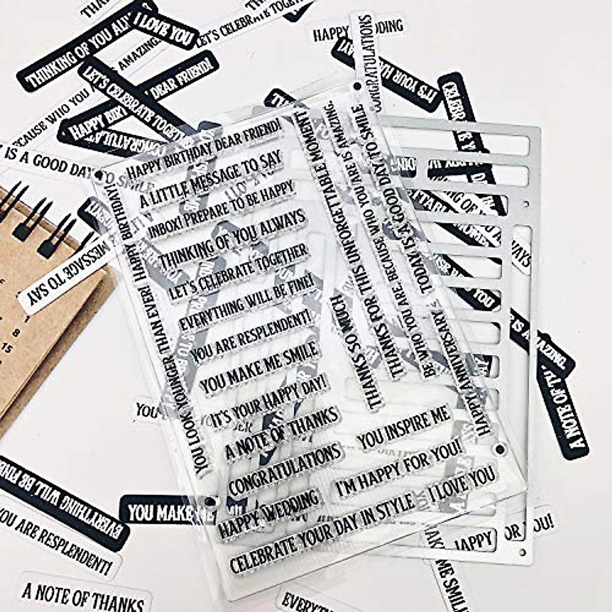 Alinacutle Sentiments Clear Stamps and Tag Die Set, Stripe Stamp Banner,Paper Craft Metal Die-Cuts,Scrapbooking Cutting