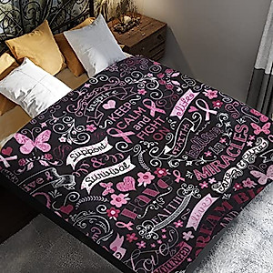 Blanket Breast Cancer Awareness Hopes Throw Blanket Ultra Soft Velvet Blanket Lightweight Bed Blanket Quilt Durable Home Decor Fleece Blanket Sofa Luxurious for Men Women Kids Blanket 50x60in