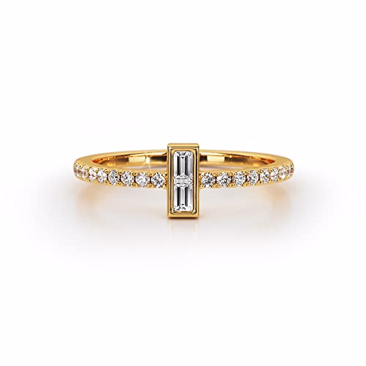 L & M Accessorize - 925 Sterling Silver 18K Gold Plated Rectangular Crystal Ring (9)