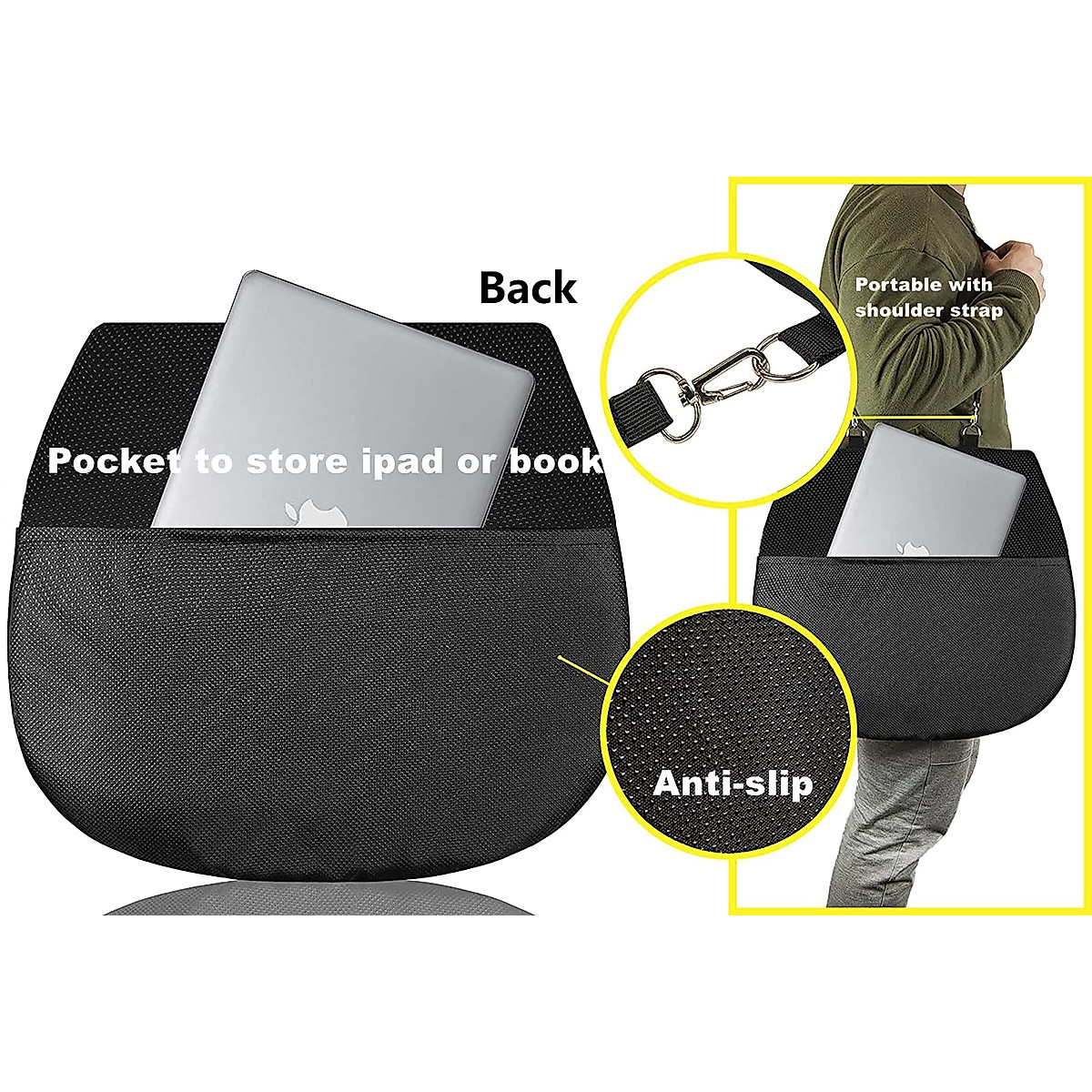 Sojoy iGelComfort Support Gel Seat Cushion with Memory Foam Portable Enhanced Chair Pad(Car/Office Chair/Truck/Home/Wheelchairs/Outside Sports Camping) (Black) (16 x 18 x 2inches)