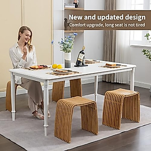 CWUINT Bamboo Dining Stool Dining Chair Dressing Stool Shoe Stool Bathroom Stool Dining Room Bathroom Living Room Study Bedroom Durable and Beautifully Designed