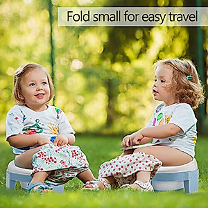 Portable Potty Training Seat for Toddler Kids - Foldable Training Toilet for Travel with Travel Bag and Storage Bag, Potty Training Toilet for Outdoor and Indoor Easy to Clean(Blue) by MCGMITT