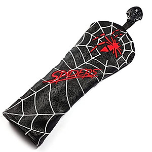 PU Leather Spider Embroidery Golf Club Head Covers for Taylormad Driver Fairway Woods Hybird (Black Hybird Cover)