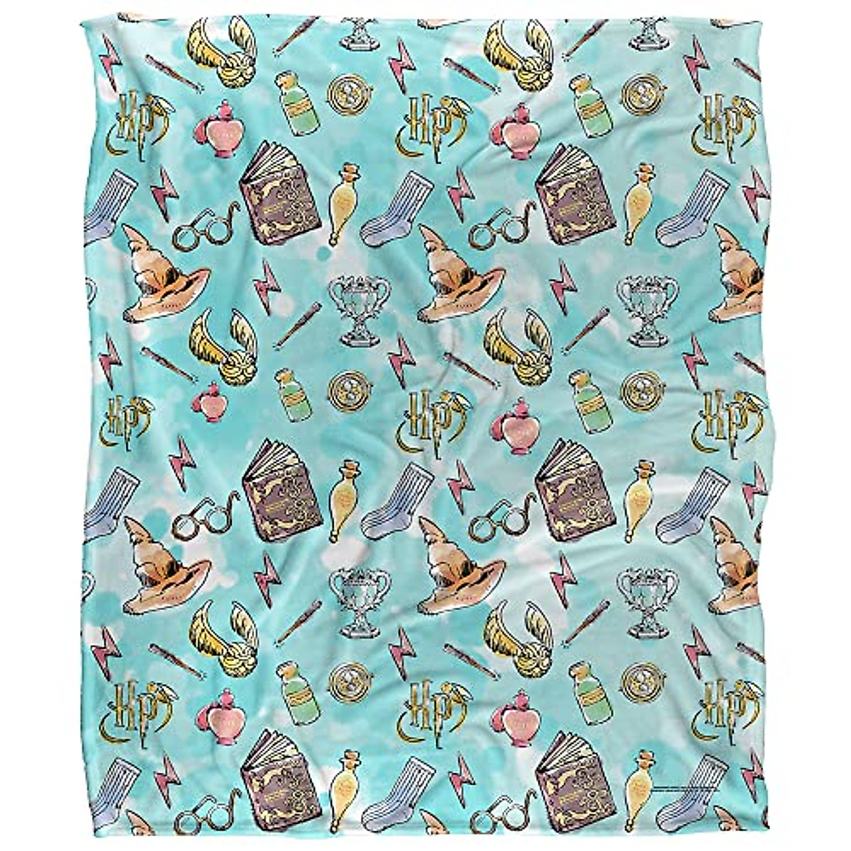 Harry Potter Water Color Pattern Officially Licensed Silky Touch Super Soft Throw Blanket 50" x 60"