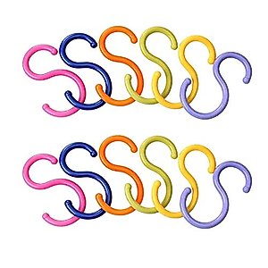 12pcs(2 Packs) S Shaped Colorded Plastic Hanging Hooks,Shirt/Towel/Dress/Clothes Hanger Hook Home Kitchen Accessories (12)