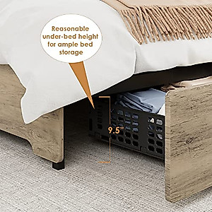 Queen Size Bed Frame with 4 Storage Drawers Modern Industrial Headboard and Footboard, Metal Platform Bed Frame 12 Wood Slats Strong Mattress Foundation No Box Spring Needed Noise-Free, Grayish Brown