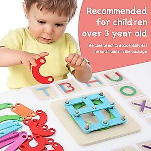 Sank Multifuctional Montessori Pillar Collage Toys Wooden Learning Toys,Baby Puzzles Educational Building Blocks and Shapes for Toddlers Kids Boys Girls Age 3+ Years Old(26 Shape Pieces)