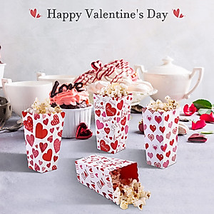 MIMIND 32 Pieces Valentine's Day Popcorn Boxes Love Heart Conversation Treat Candy Goodie Boxes Cardboard Popcorn Container for Valentine Wedding Birthday Party Supplies, 4 Designs