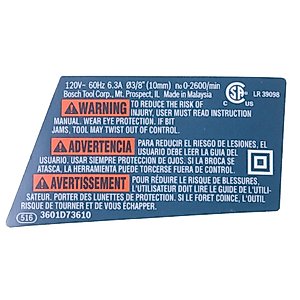 Bosch Parts 2609131995 Nameplate