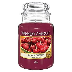 Yankee Candle Black Cherry Scented, Classic 22oz Large Jar Single Wick Candle, Over 110 Hours of Burn Time, Ideal for Home Décor and Gifting