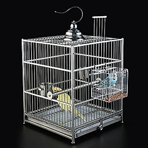 Automatic Bird Feeder No Mess Bird Cage Pet Feeder Seed Food Container for Parakeet Canary Cockatiel Parrot Finch Canary Acrylic (Small)