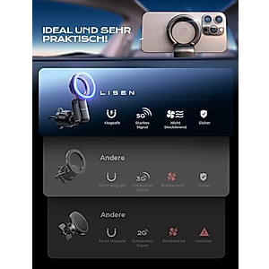 LISEN Fits MagSafe Car Mount - [30 Super Magnets] Magnetic Car Phone Mount, Air Vent Cell Phone Holder Clip, Automobile Car Phone Hold for iPhone 15 14 13 12 Pro Max Plus & MagSafe Case & All Phones