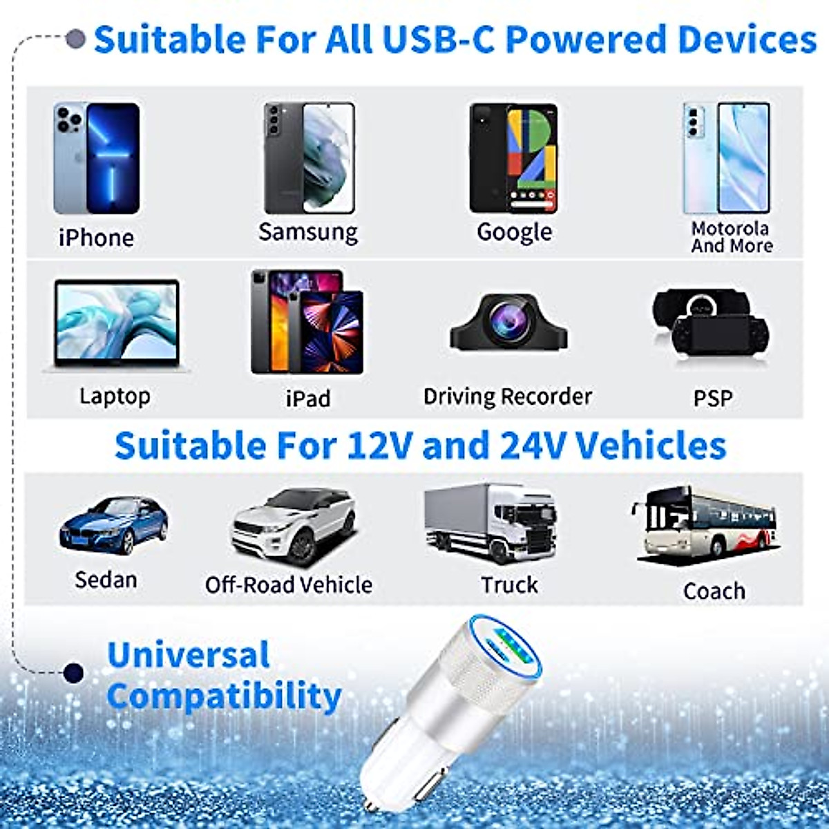 [Apple MFi Certified] iPhone Car Charger Fast Charging, KYOHAYA 48W Dual Port Type-C PD&QC 3.0 Car Charger with 2Pack Lightning Cable + 20W USB-C Power Adapter for iPhone 14 13 12 11 Pro/XS/XR/SE/iPad