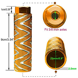 TUKIBNY 1 Pair BMX Pegs, Anti-Skid Aluminum Alloy Bike Foot Pegs Cycling Rear Stunt Pegs Fit 3/8 inch Axles