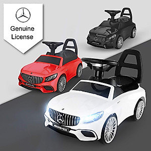 Ride-on Toy, Licensed Mercedes-Benz AMG Baby Racing Car, 3in1 Walker, Toddler Gliding Scooter, Pulling Cart with Sound & Light, Black