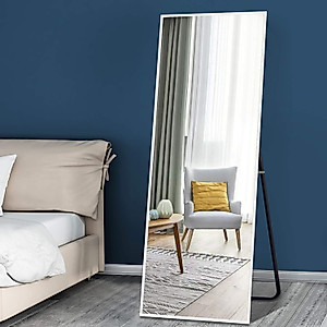PexFix Full Length Standing Mirror, 59" x 20" Modern Minimalist Style Floor Mirror Metal Frame Modern Bedroom Dressing Mirror Wall Mounted Mirror Leaner Mirror - Matte White