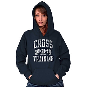 Brisco Brands Cross Training 3:16 Christian Hoodie Sweatshirt Women Men Navy
